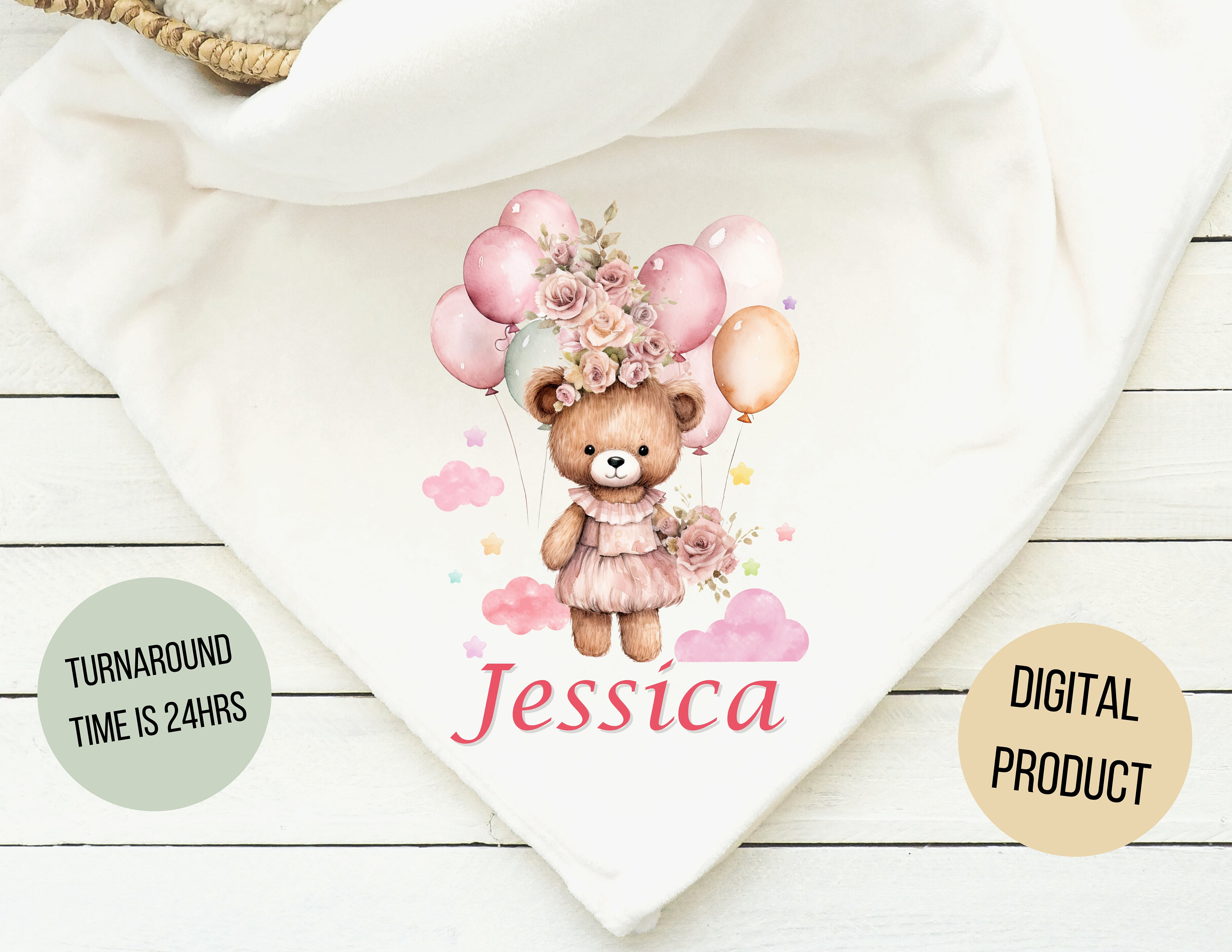 Teddy Bear Baby Blanket Sublimation Design,teddy Animals Sublimation ...