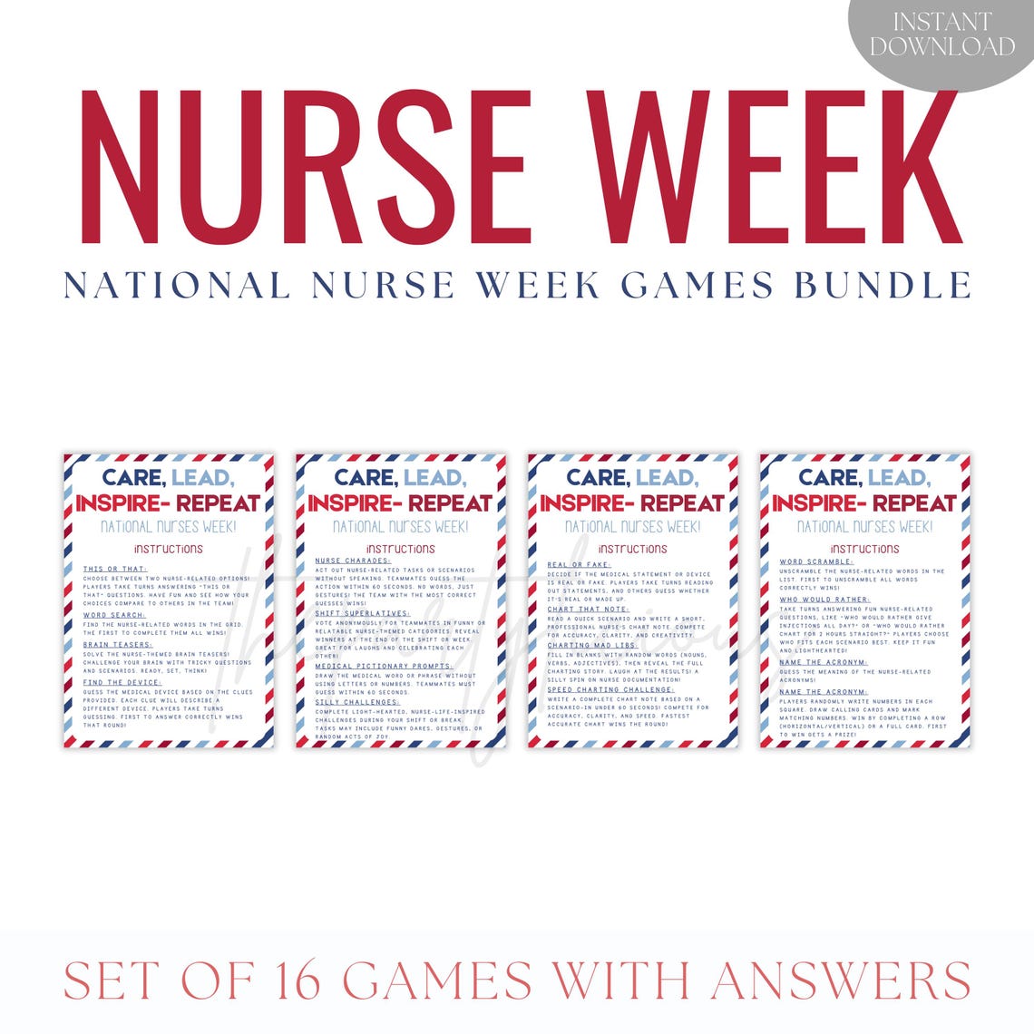 Printable National Nurses Games, Happy Nurse Week Appreciation Games ...