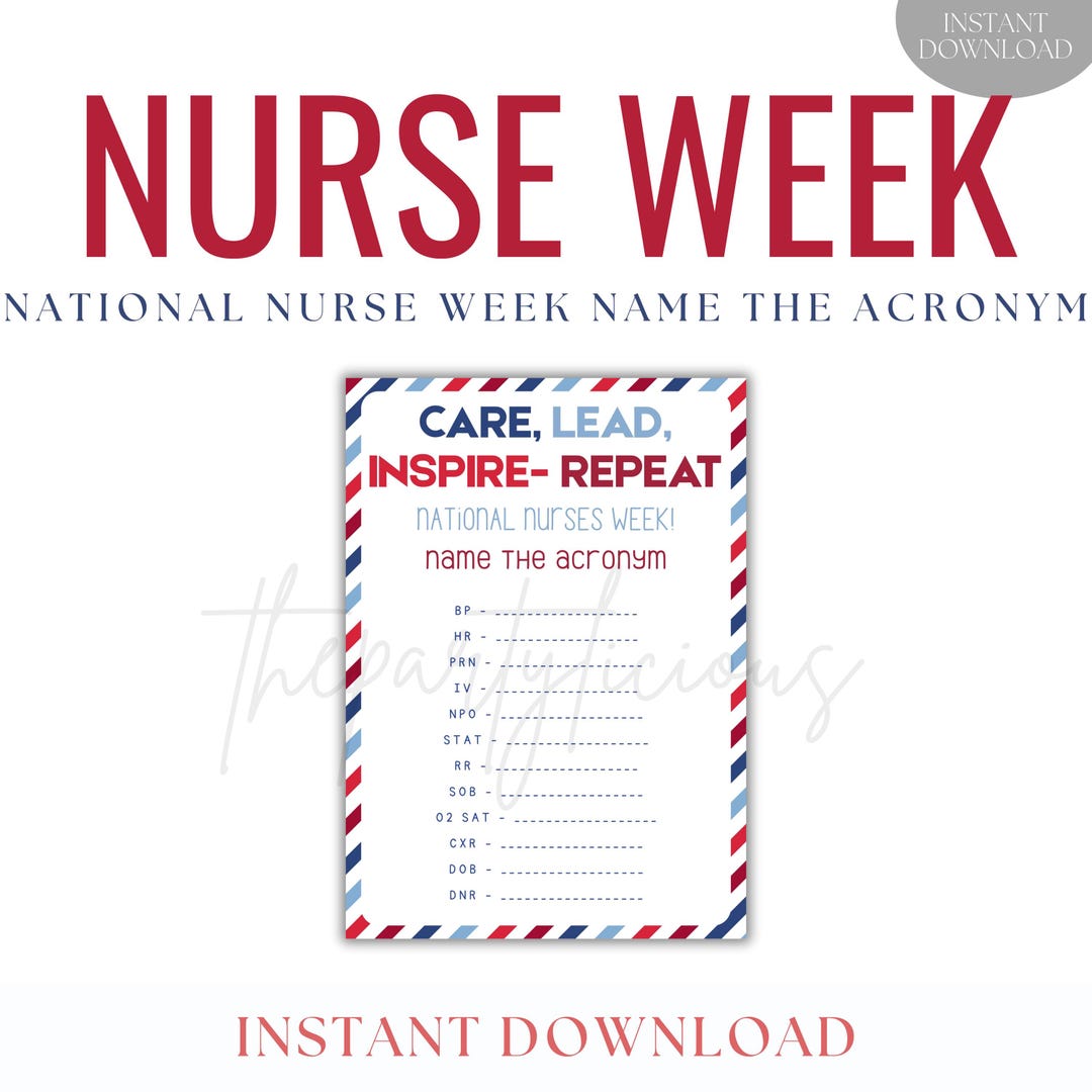 National Nurse Week Acronym Game, Happy Nurse Week Staff Team Fun Games ...