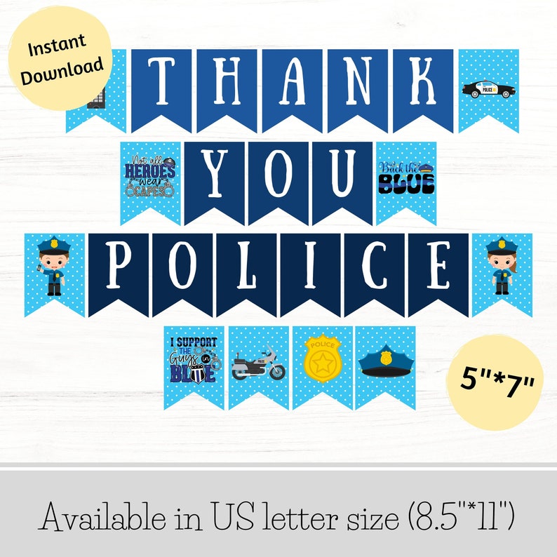 Printable Happy Police Appreciation Week Banner Thank You - Etsy