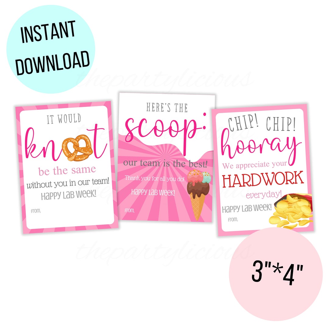 Happy Lab Week Printable Gift Tags, Medical Lab Week Appreciation Food ...