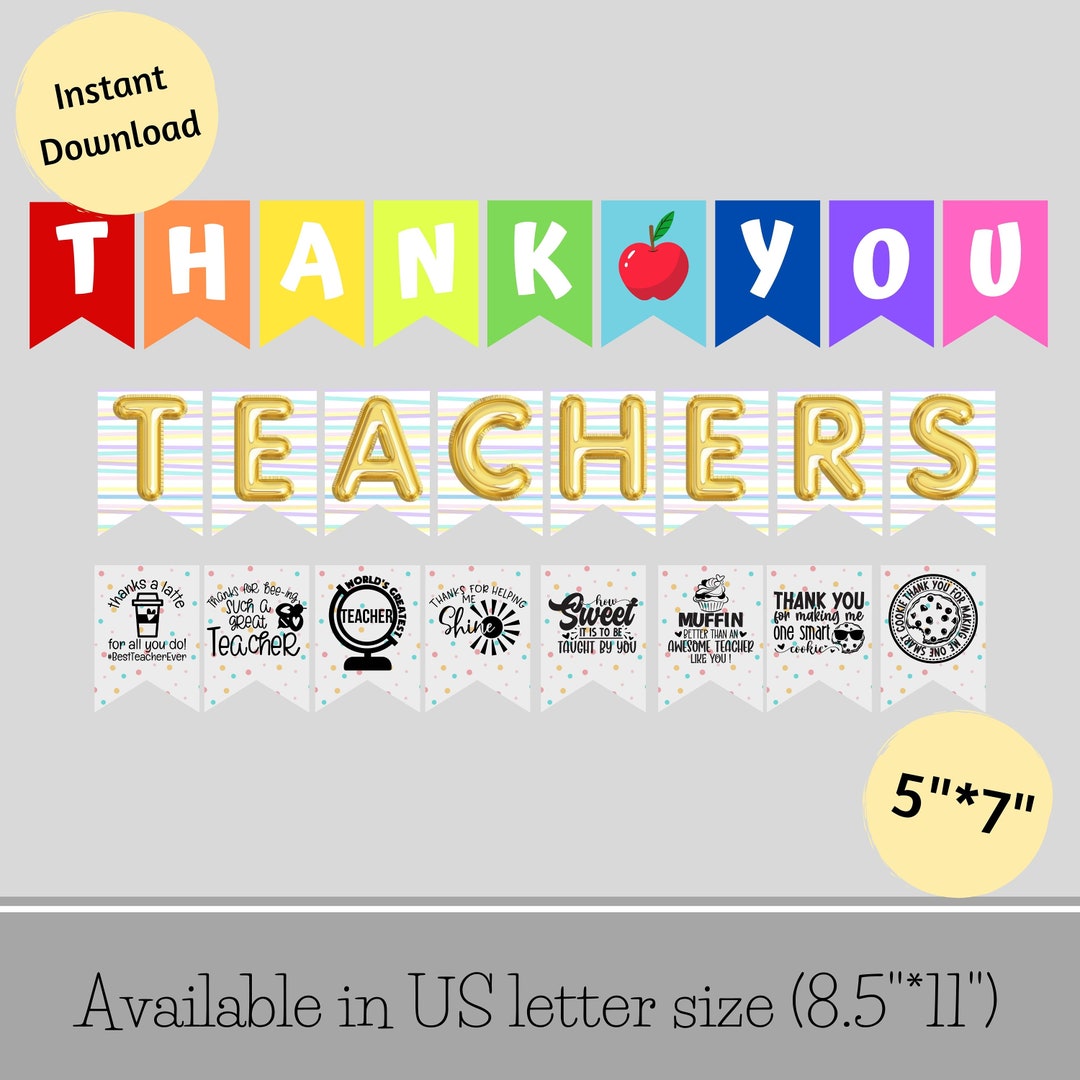 Printable Thank You Teachers Banner, Teacher Appreciation Week Banner ...