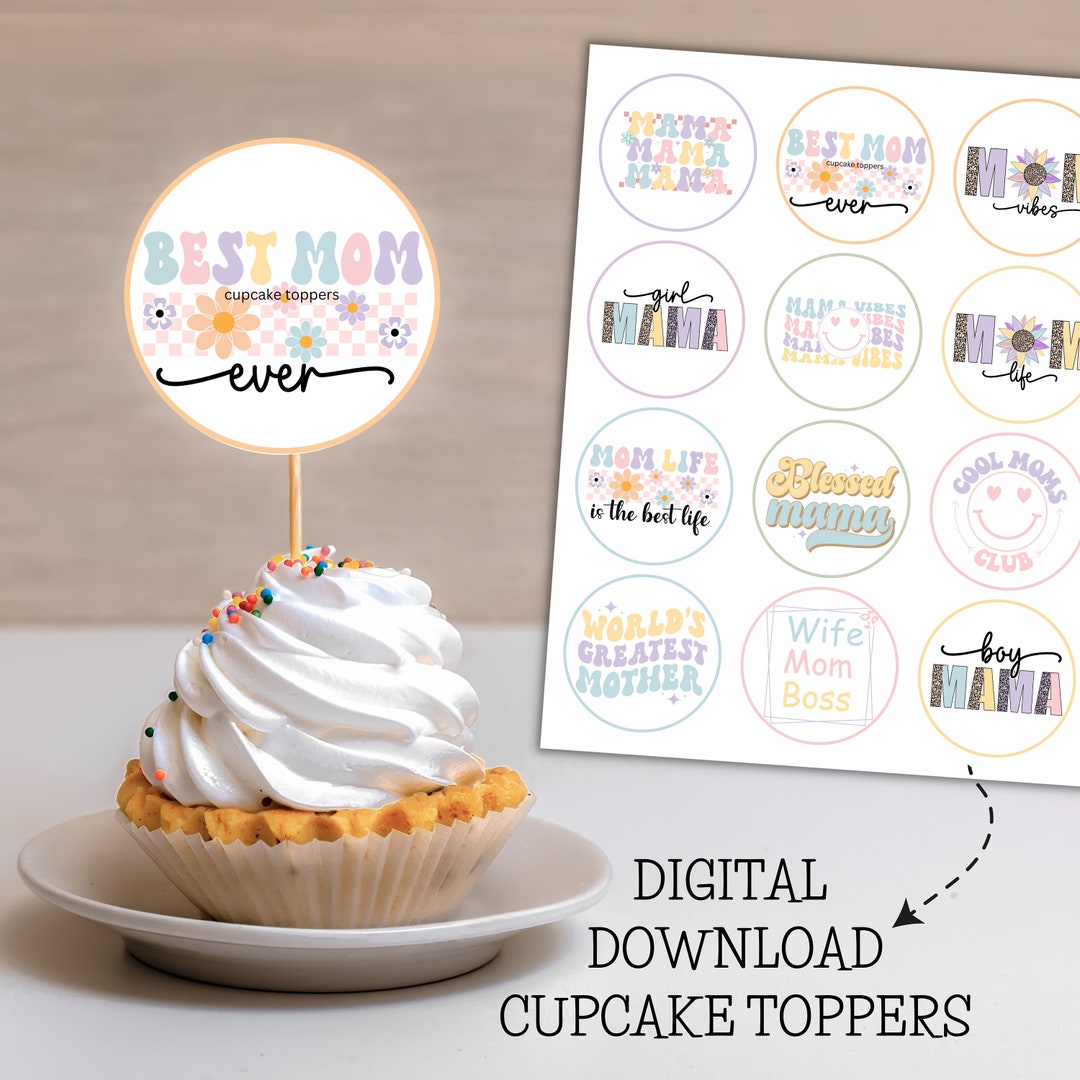 Printable Mothers Day Cupcake Toppers for Mommy Mimi Mama Grandma, Best ...