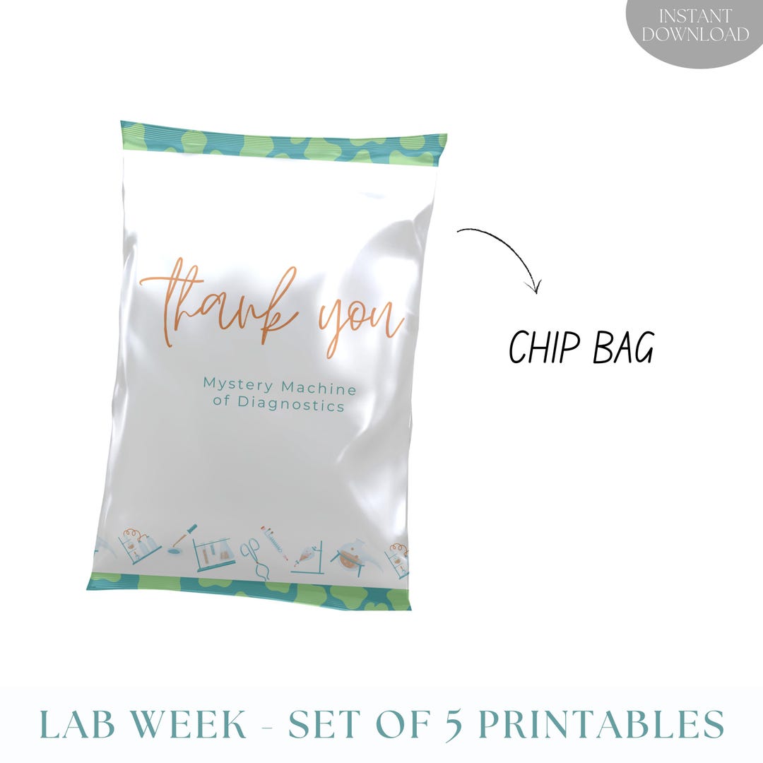 Printable Happy Lab Week Chips Bag Wrapper, Thank You Mystery Machine ...