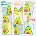 Printable Cute Avocado Valentines Day Cards, Avocado Kawaii Kids ...