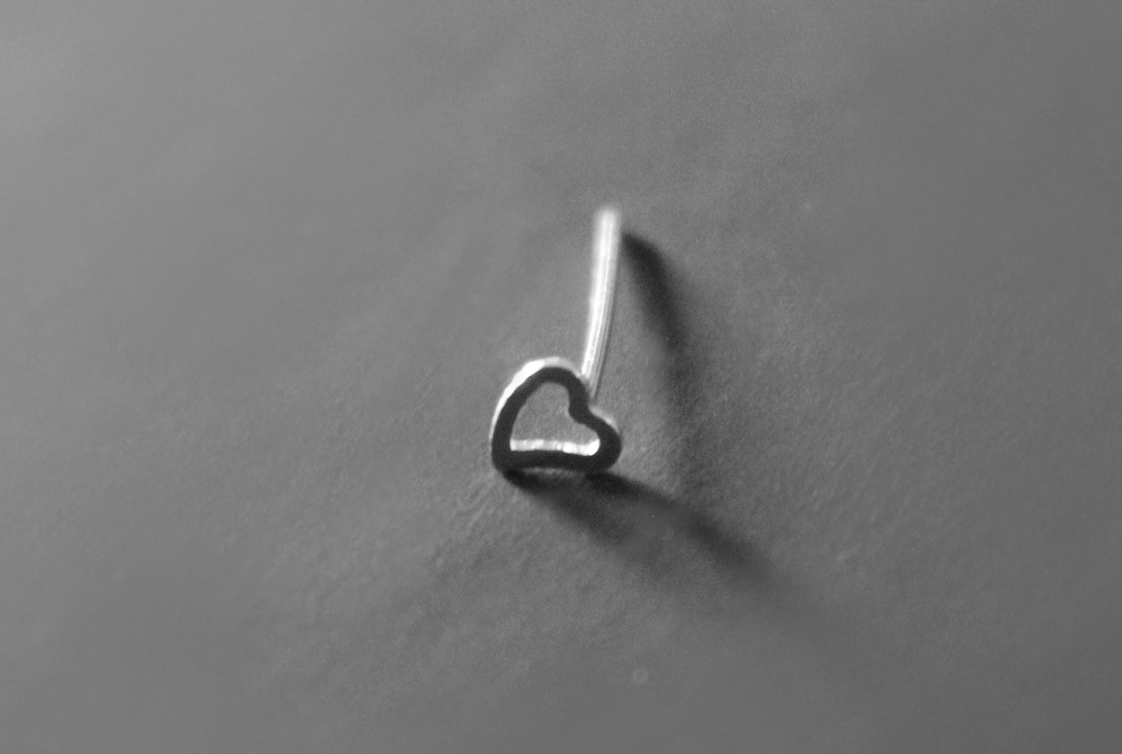 Nose Piercing Heart Made of 925 Sterling Silver 22g 0.6 Mm Straight-end ...