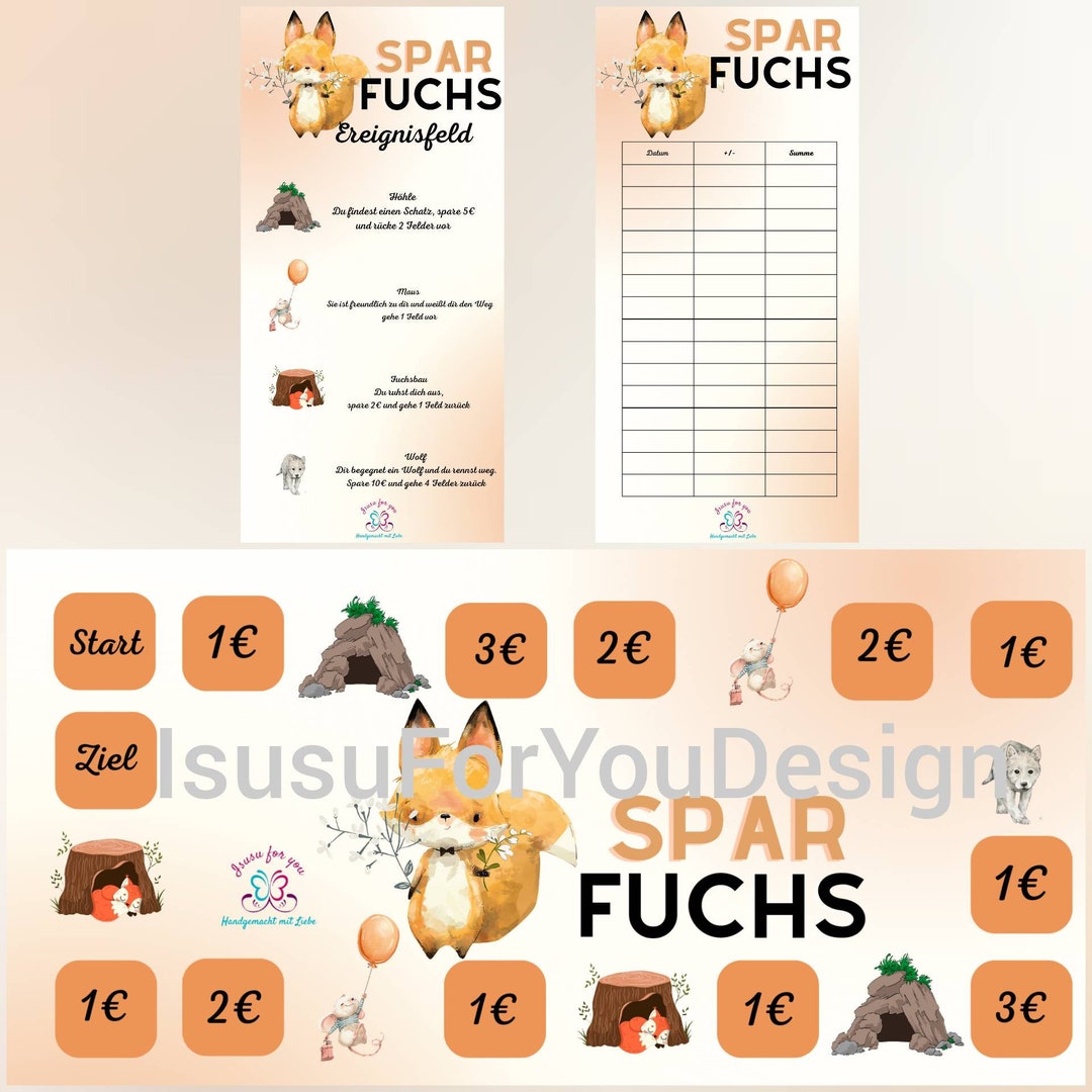 Spar-Spiel "Sparfuchs" - Etsy.de