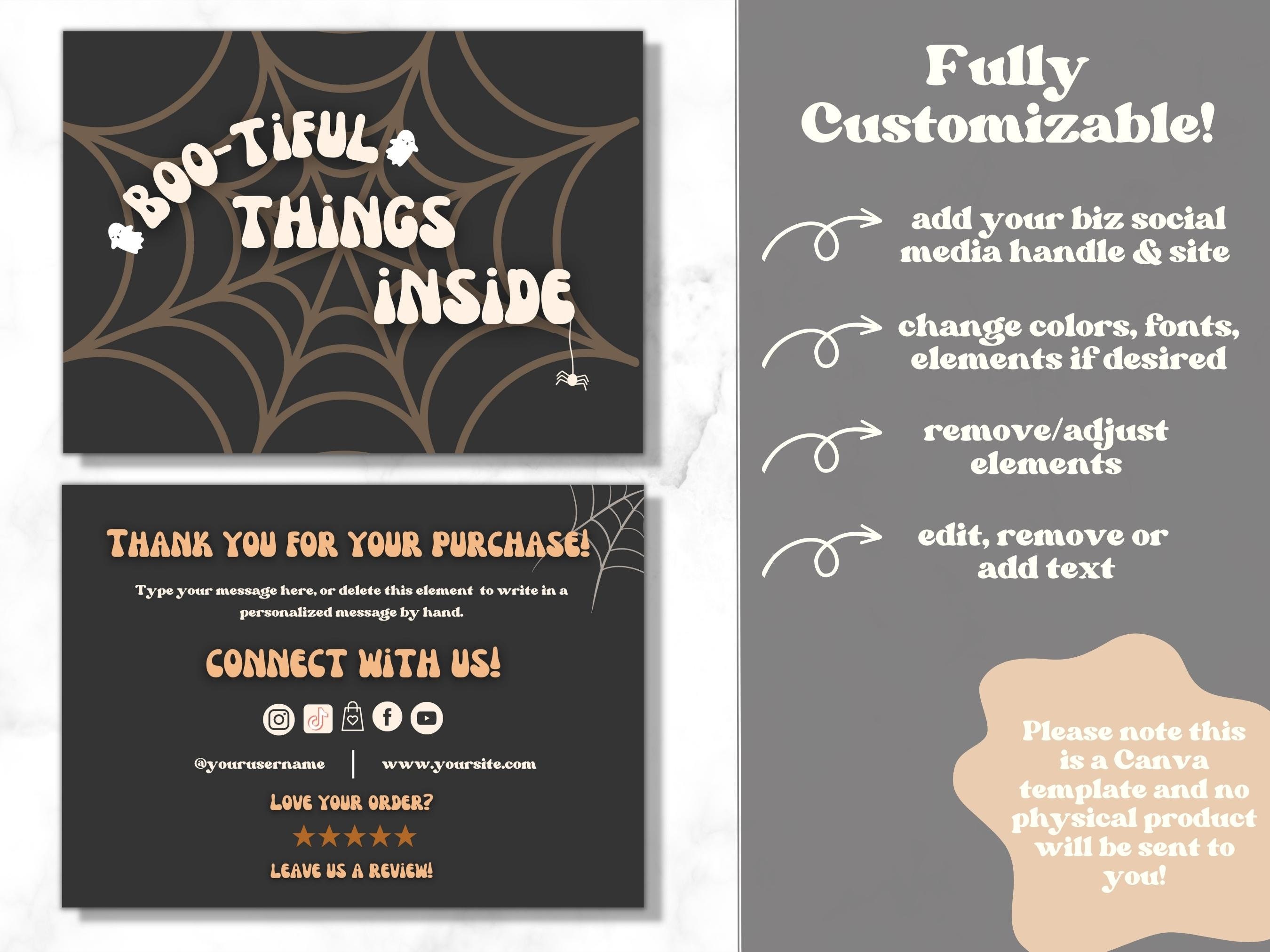 Halloween Digital Thank You Card, Boo-tiful Thank You Card, Editable ...