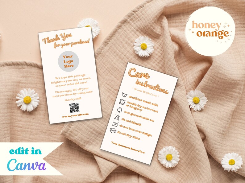Editable Clothing Care Cards, Custom Canva Template for Small Business ...
