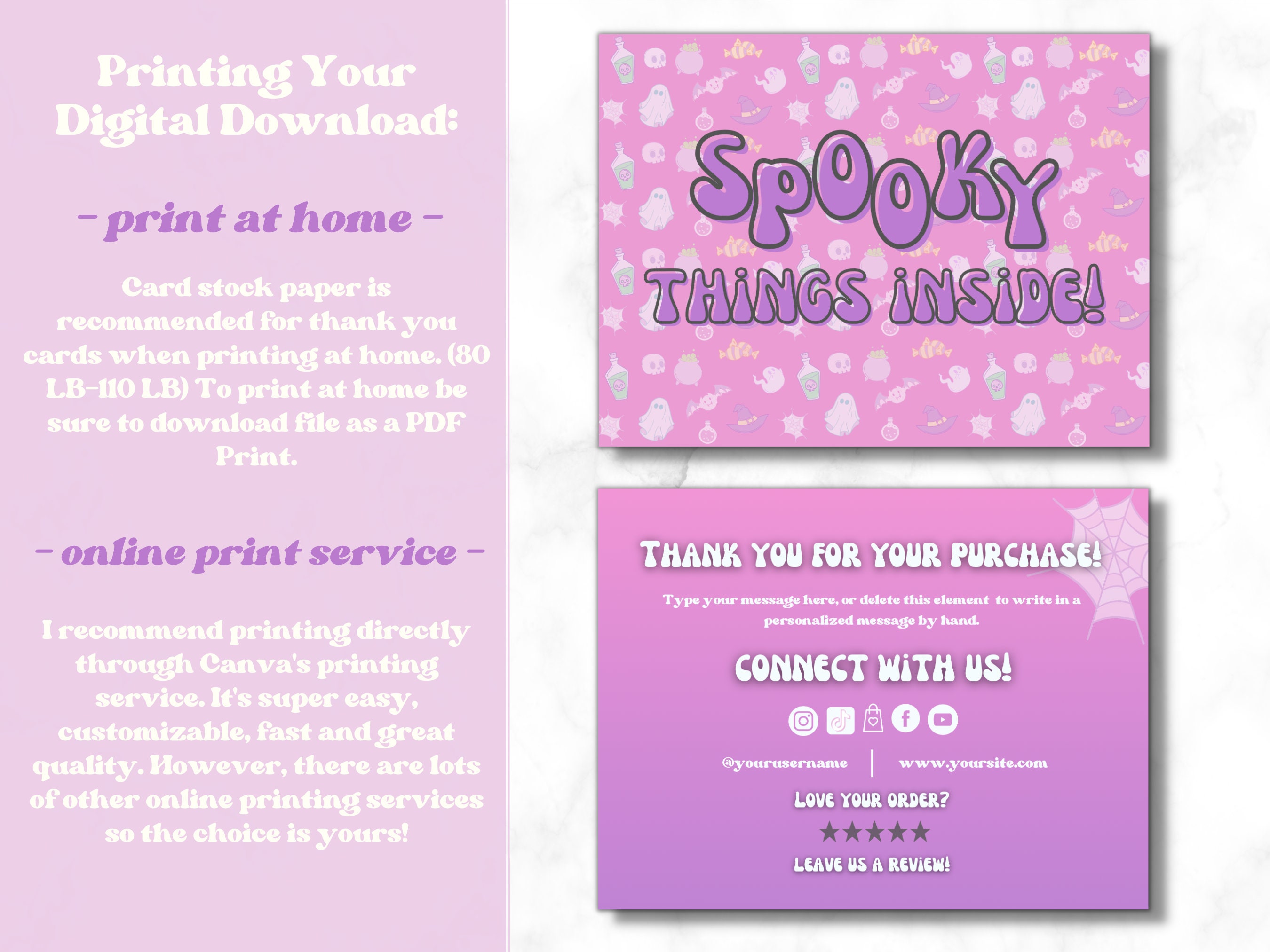 Halloween Digital Thank You Card, Spooky Cute Card, Editable Small ...