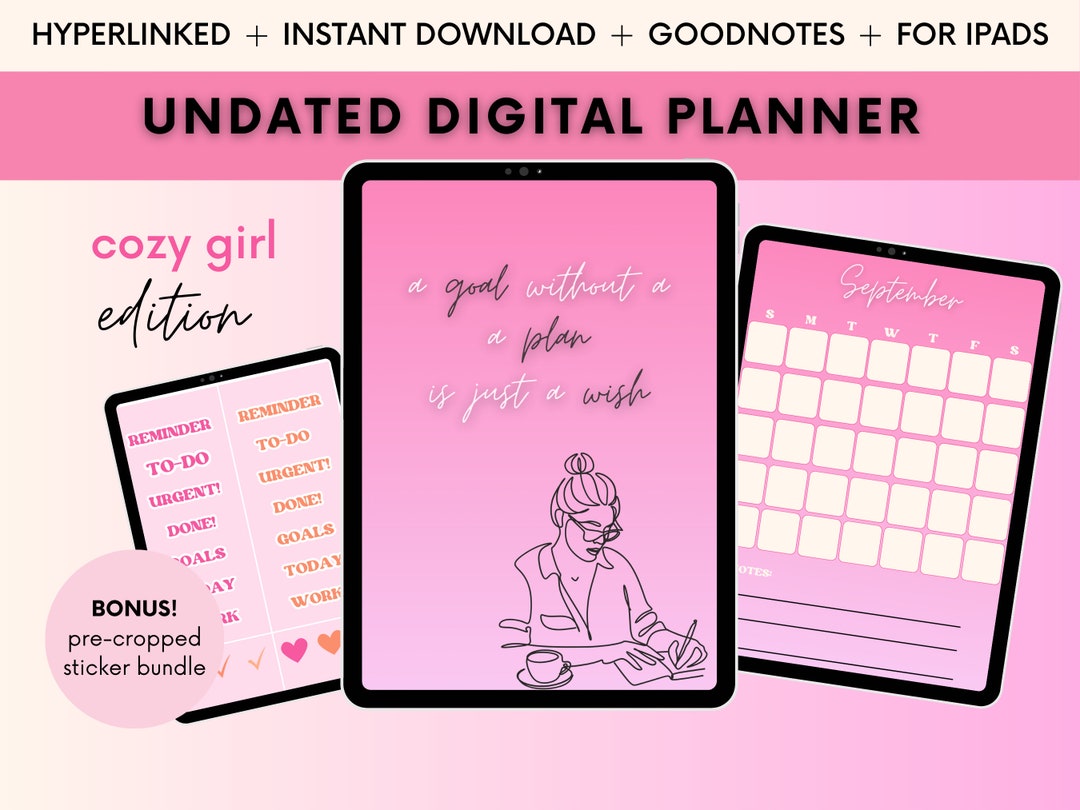 Pink Digital Planner for Goodnotes iPad Lifestyle Planner, Cozy Girl ...