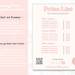 Pink Price List Template, Editable Price List Template, QR Code ...