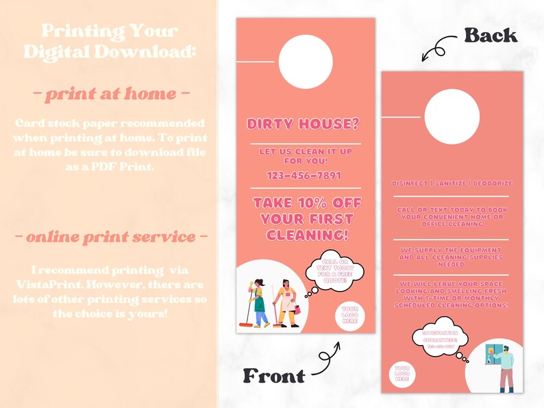 Cleaning Service Door Hanger Tag Canva Template | Door Flyer | Service ...