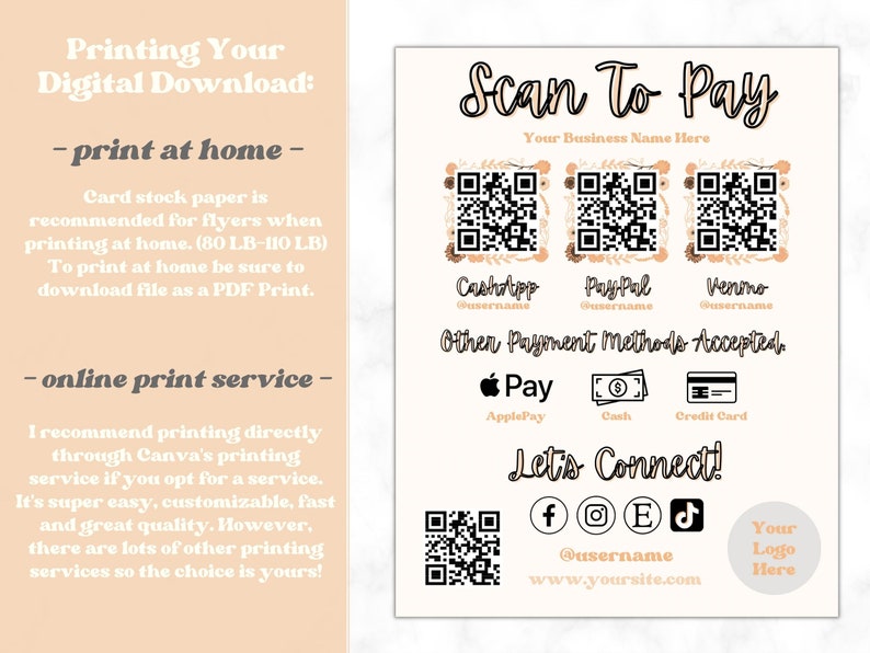 Fall Themed Scan to Pay, QR Code Scan to Pay Template, Printable Scan ...