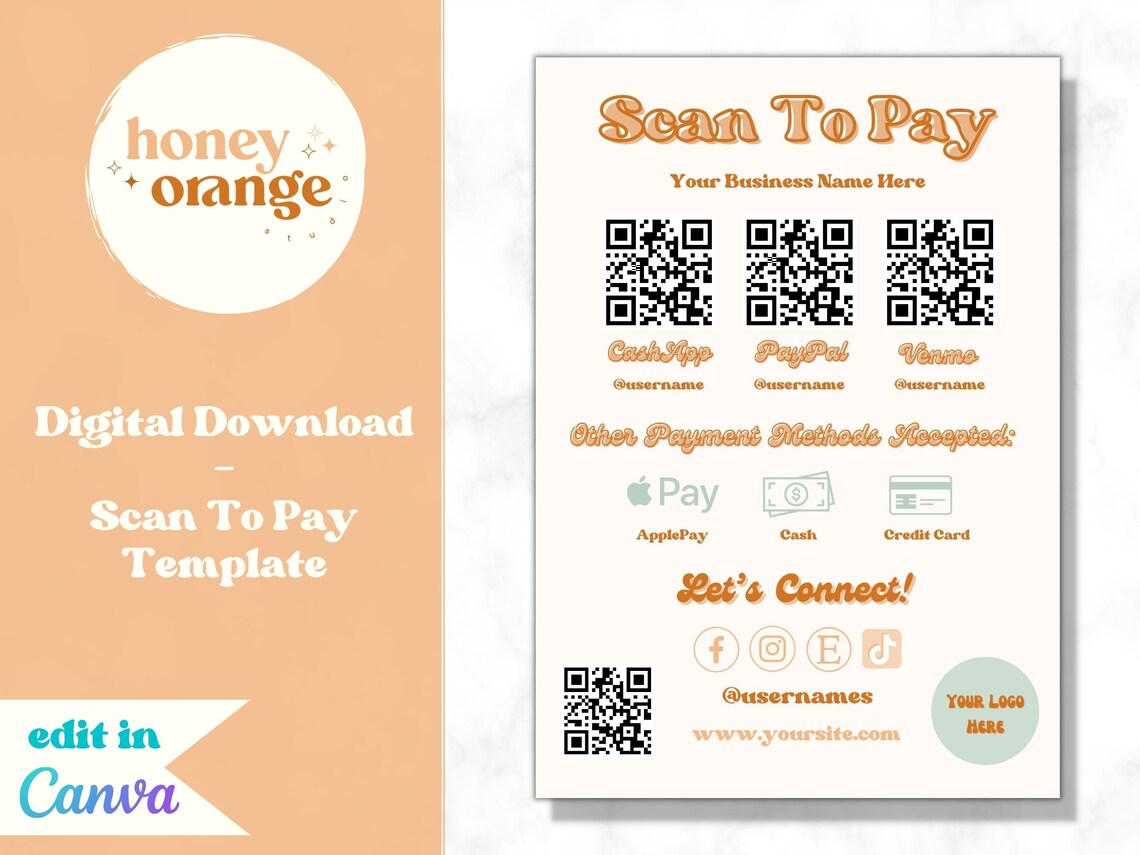 Scan to Pay, QR Code Scan to Pay Template, Printable Scan to Pay ...