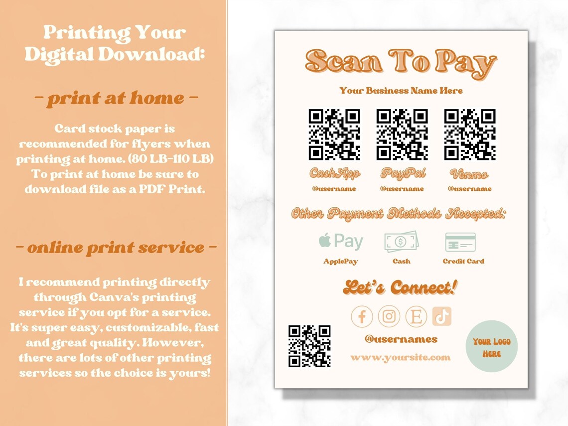 Scan to Pay, QR Code Scan to Pay Template, Printable Scan to Pay ...