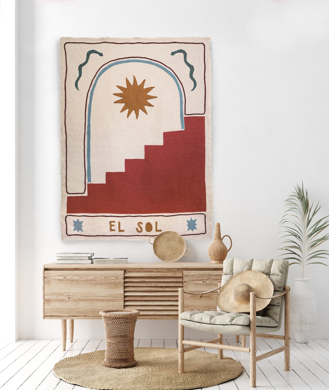 Sun Linen Tapestry Wall Hanging the Sun Home Decor Hanging - Etsy