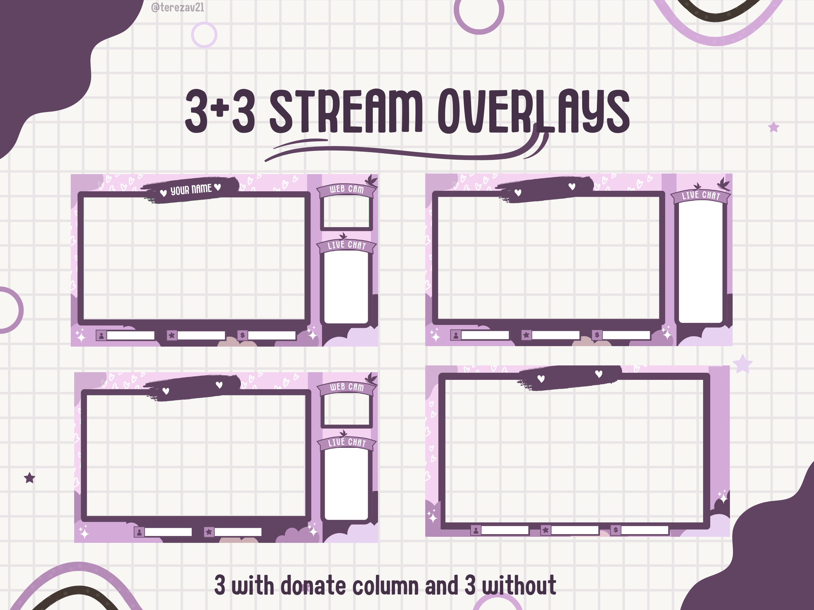 Stream Overlay Package for Twitch, Purple Color, Cute Cozy Theme ...