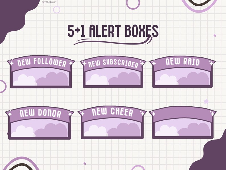 Stream Overlay Package for Twitch, Purple Color, Cute Cozy Theme ...