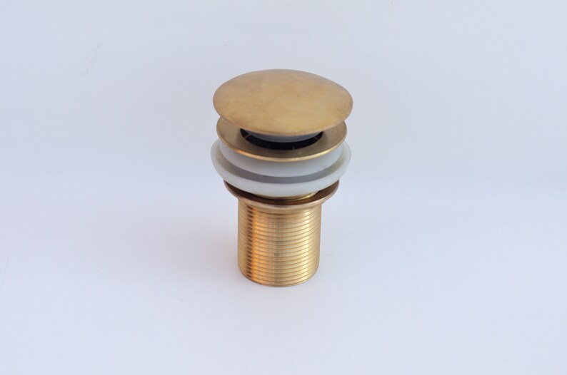 Unlacquered Brass Sink Pop up Drain, Push Button Stopper - Etsy