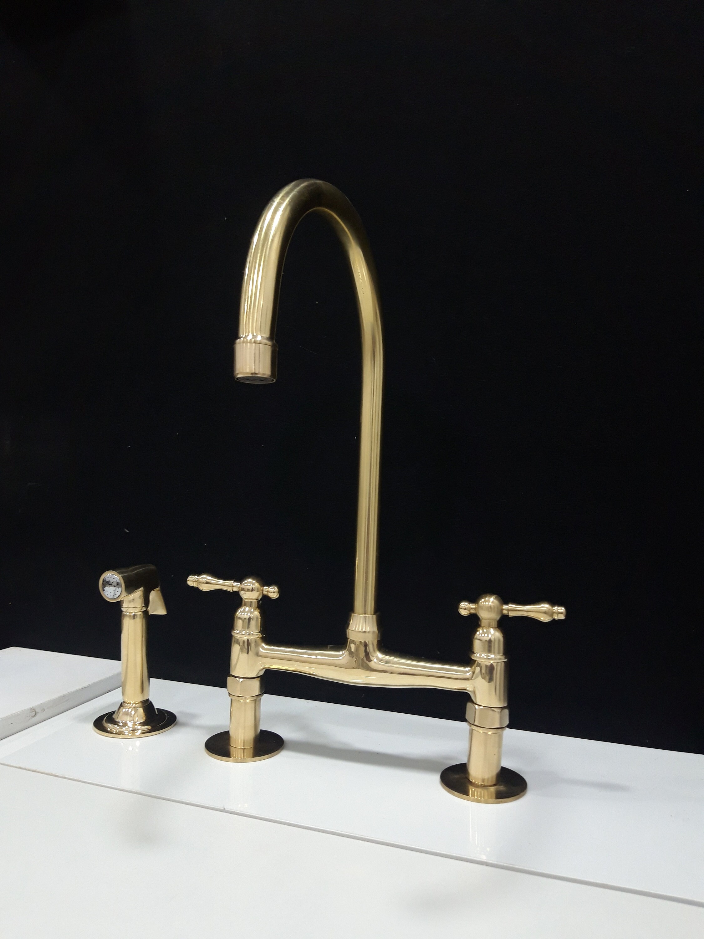 Unlacquered Solid Brass Sink Faucet, Kitchen Brass Faucet, Sink Bridge ...