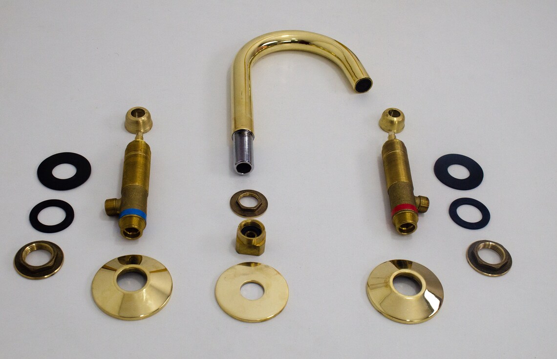 Unlacquered Brass Deck Mount Faucet Brass Bathroom Faucet 3 - Etsy