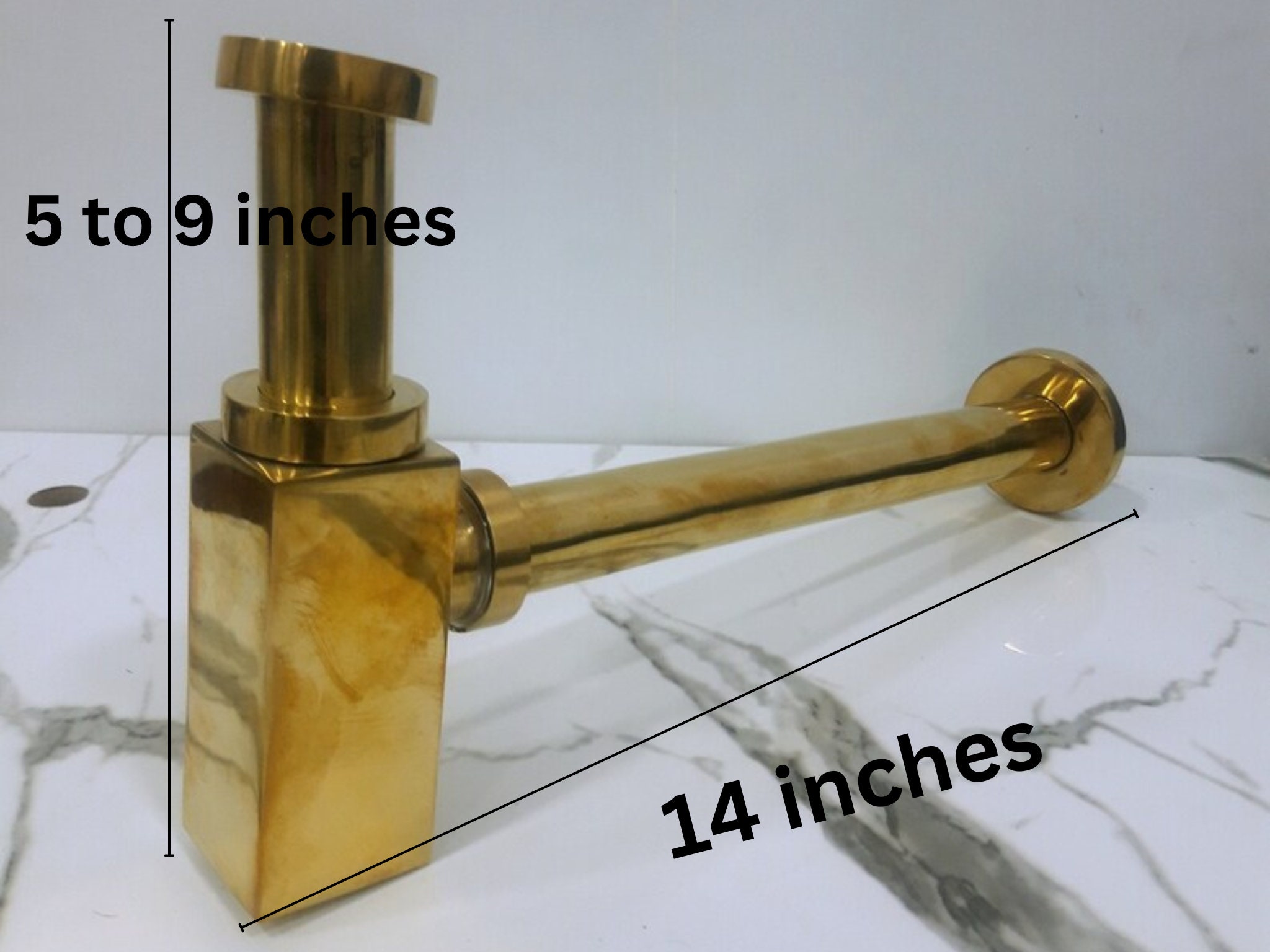 Unlacquered Solid Brass P-trap , Squared Bottle P-trap, Adjustable P ...