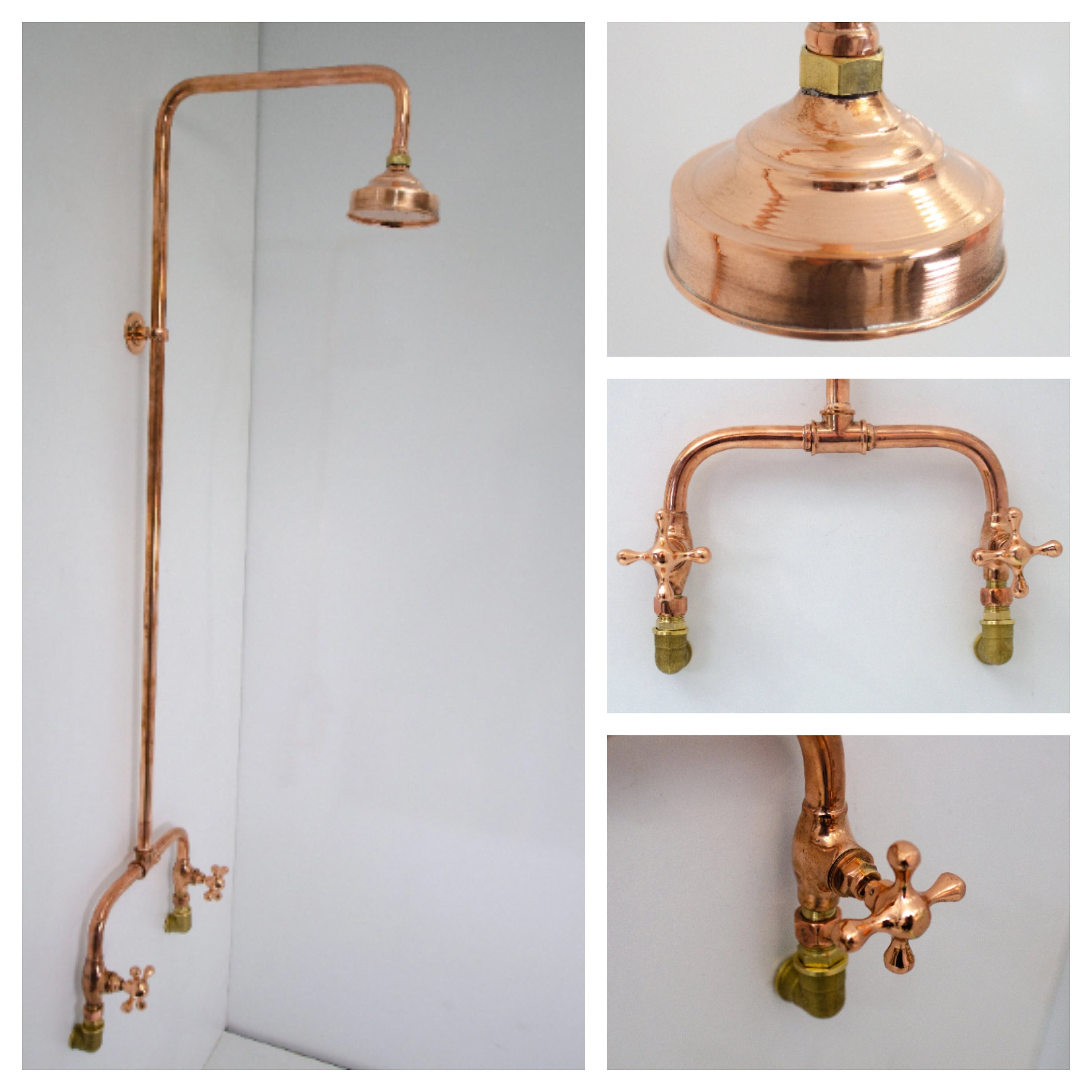 Copper Shower Combo System Antique Copper Outdoor-indoor Shower Faucet ...