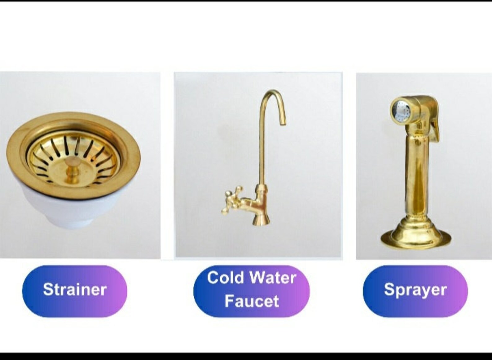 Unlacquered Solid Brass Kitchen Faucet, 8" Bridge Faucet With Cross ...