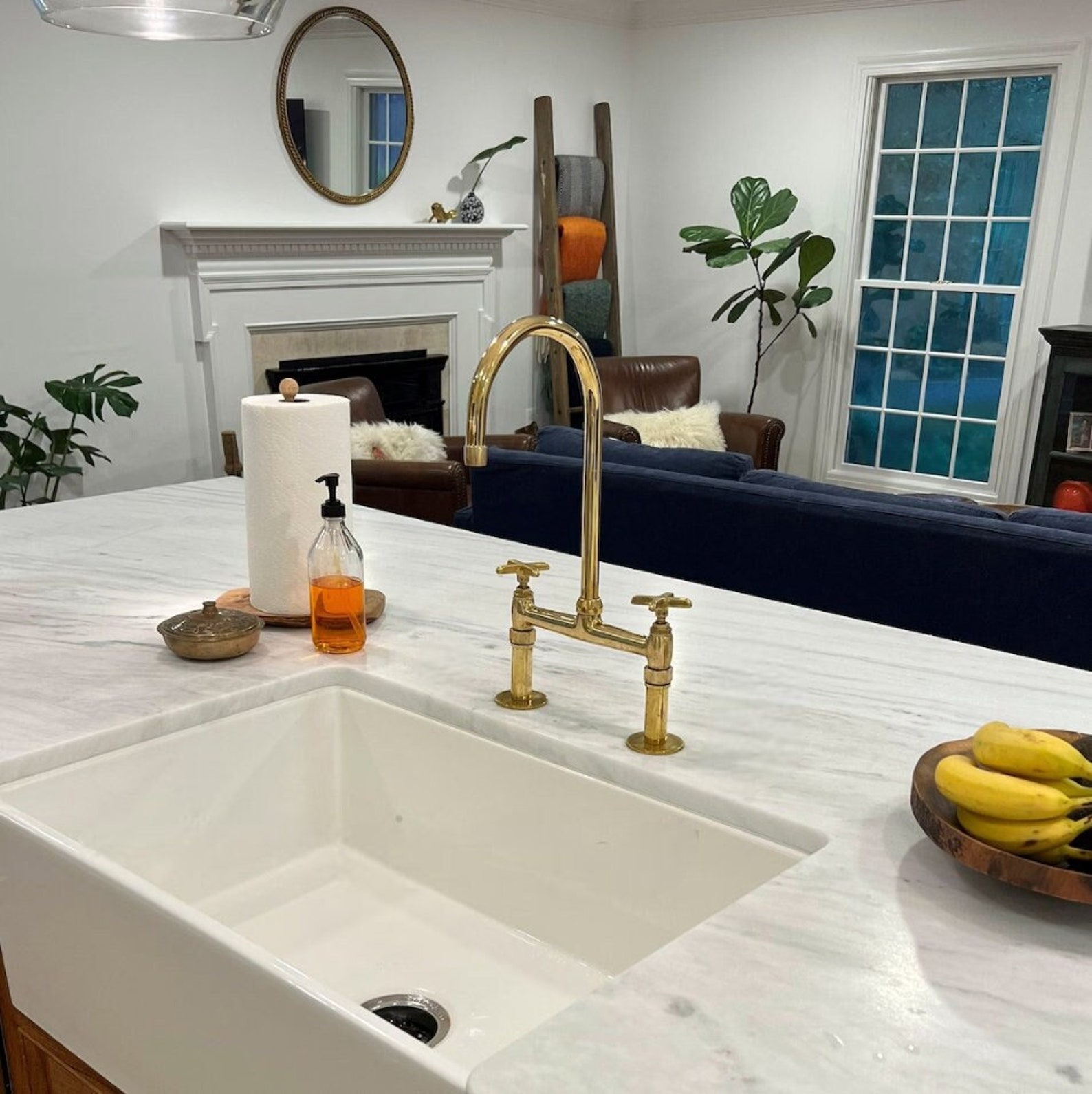 Unlacquered Pure Brass Kitchen Faucet and Sprayer Farmhouse - Etsy
