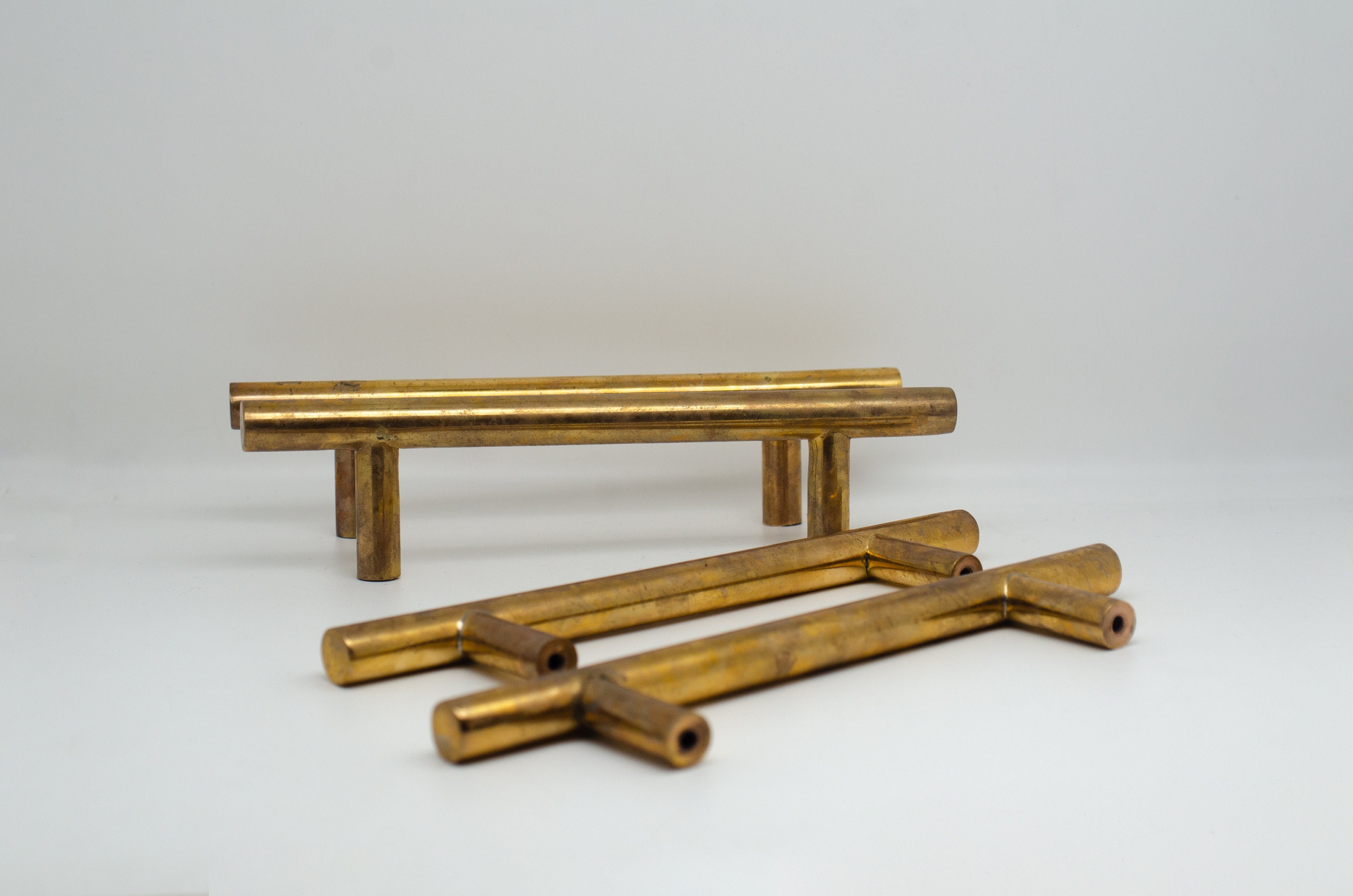 Handmade Unlacquered Brass Handles for Kitchen Cabinet - Etsy