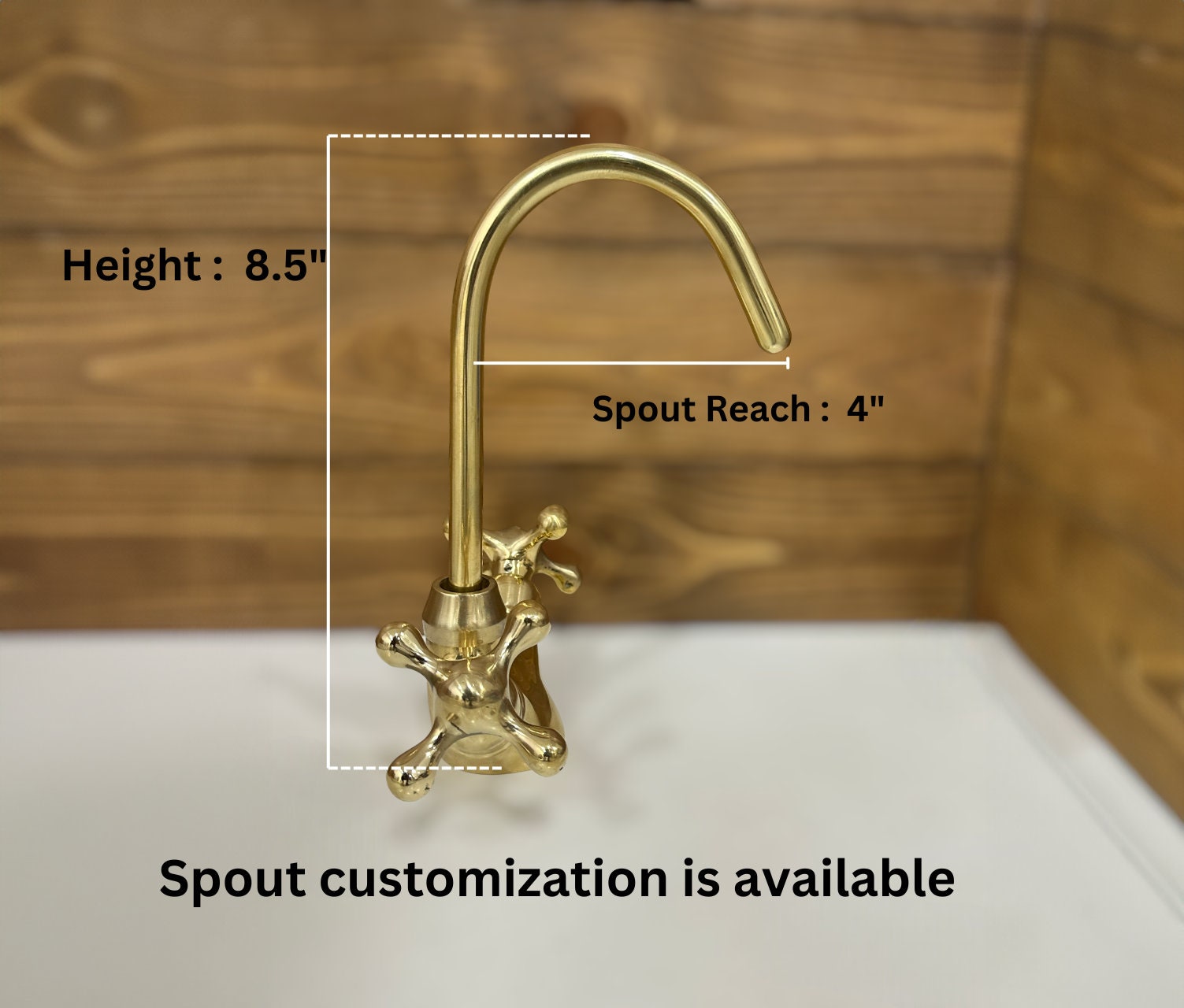 Unlacquered Solid Brass Faucet With Thin Spout, Vanity Bathroom Brass ...