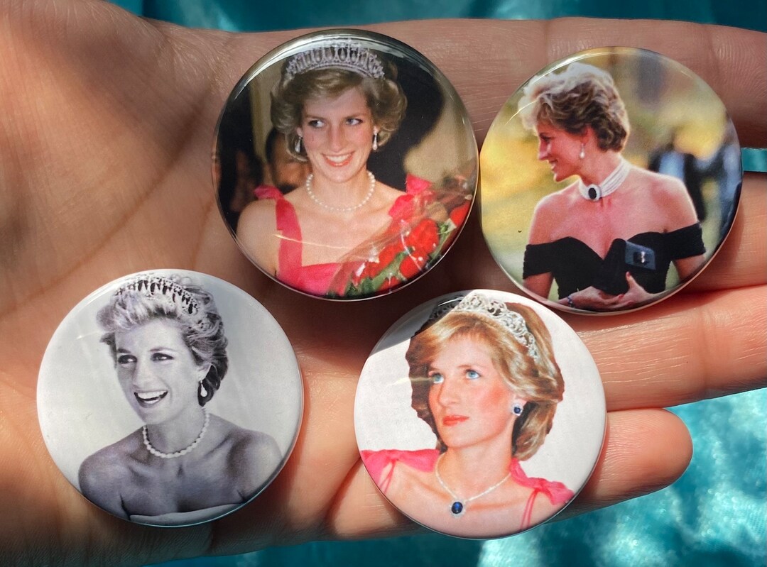 Princess Diana 1.5 Metal Pinback Buttons Set the People Princess Lady ...