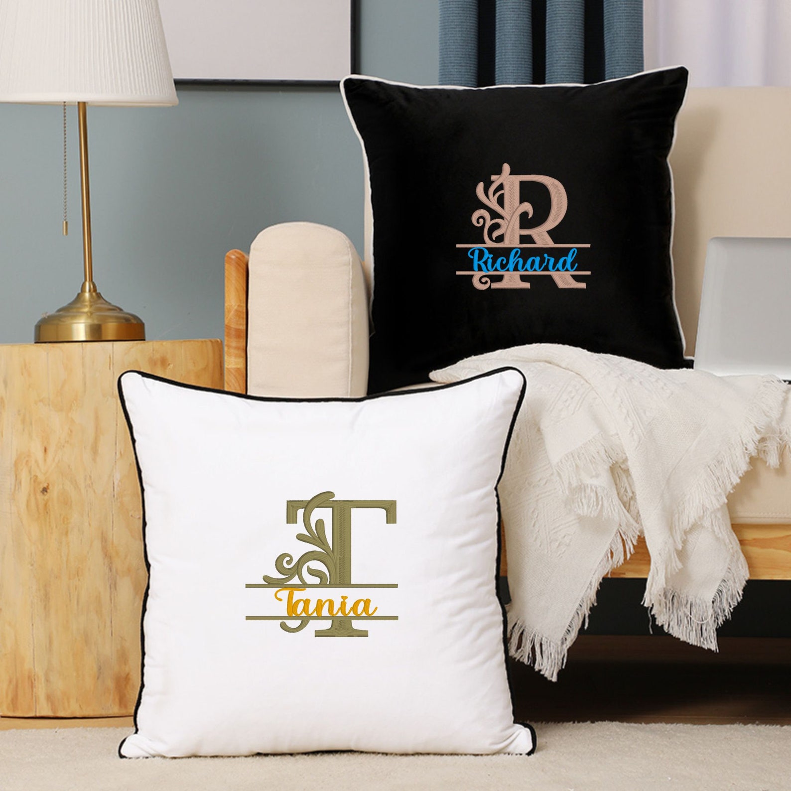 Personalized Velvet Pilow; Custom Name Embroidery Pillow; Personalized ...
