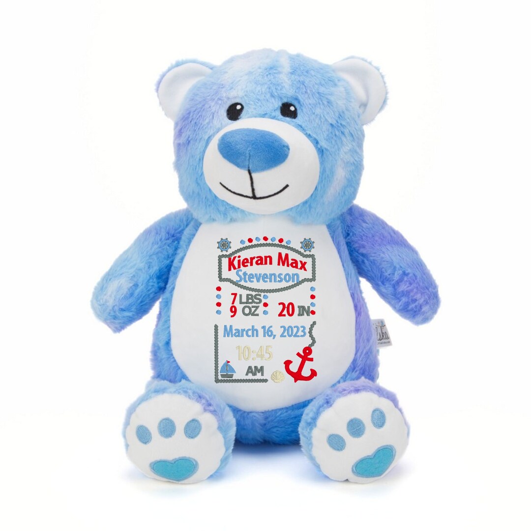 Personalized Embroidered Stuffed Animal; "bleu Bearry" Bear ...
