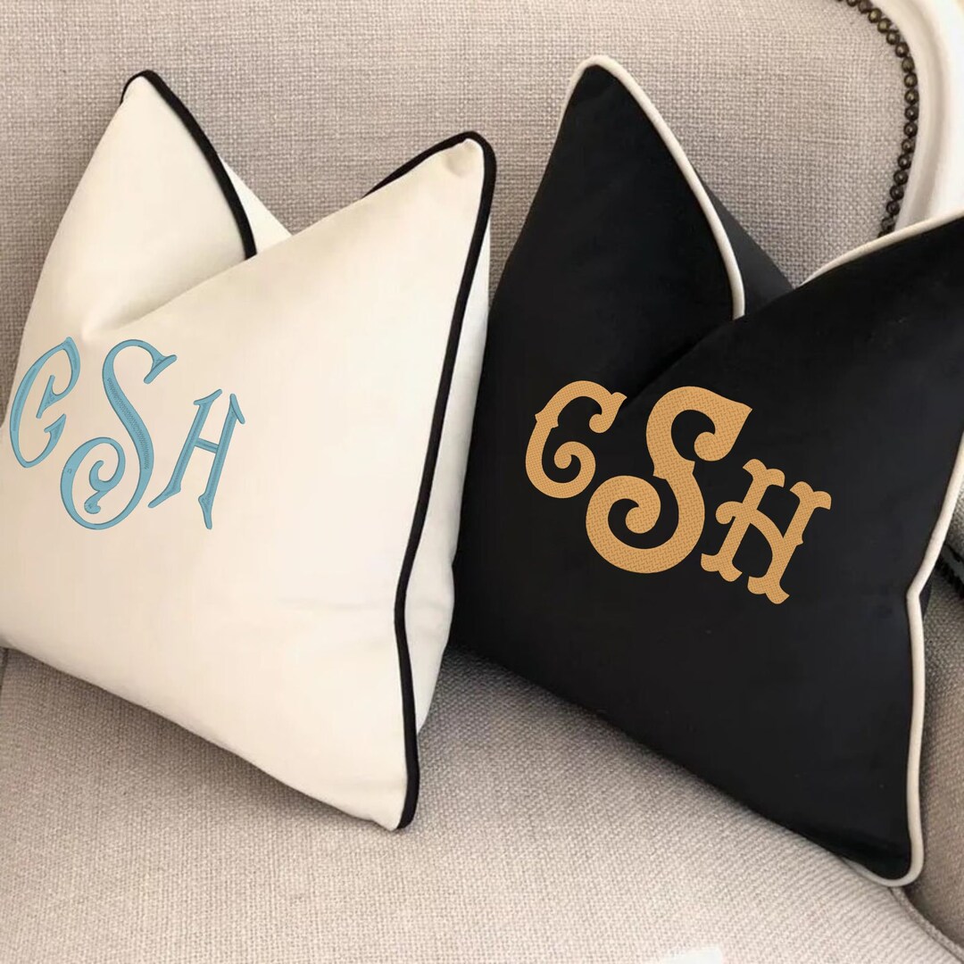 Personalized Velvet Pilow; Custom Monogram Embroidery Pillow ...