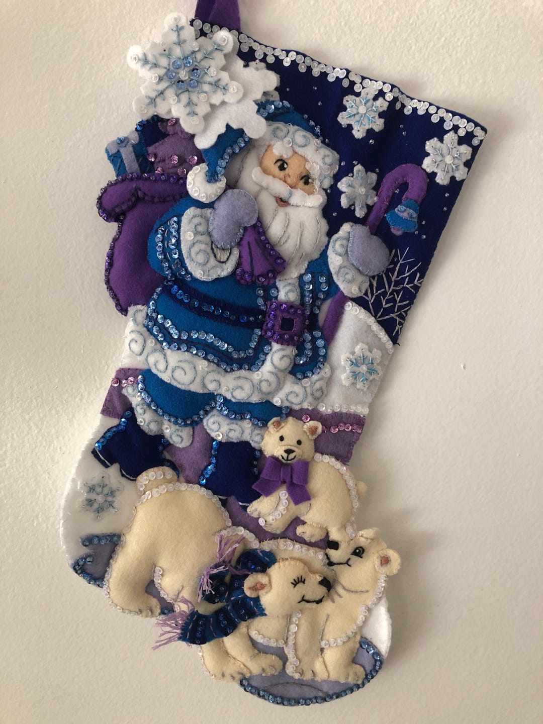 Completed Bucilla Stocking BC10-420 Arctic Santa - Etsy