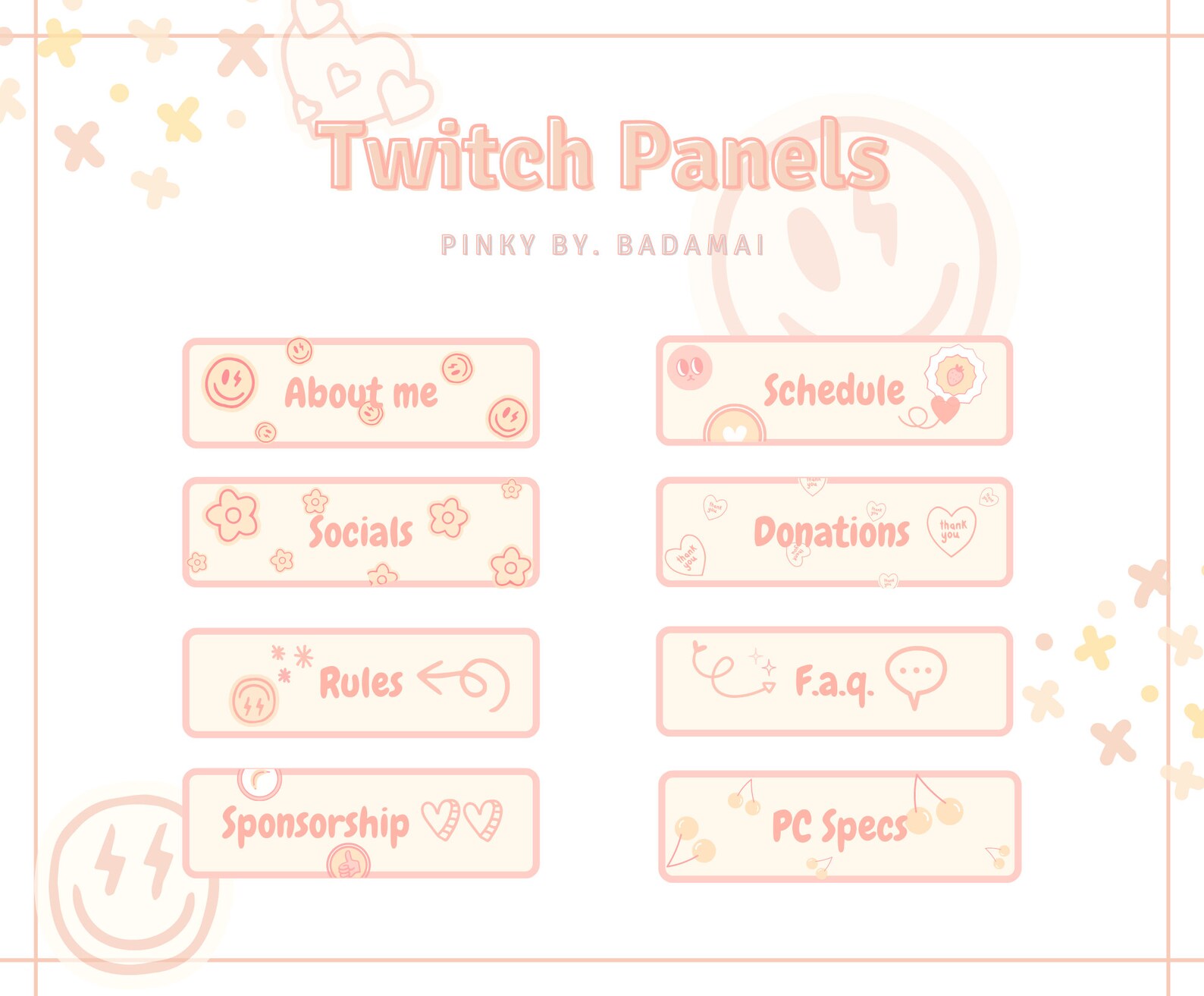 Cute Pastel Pink Twitch Panels (x8) - Etsy