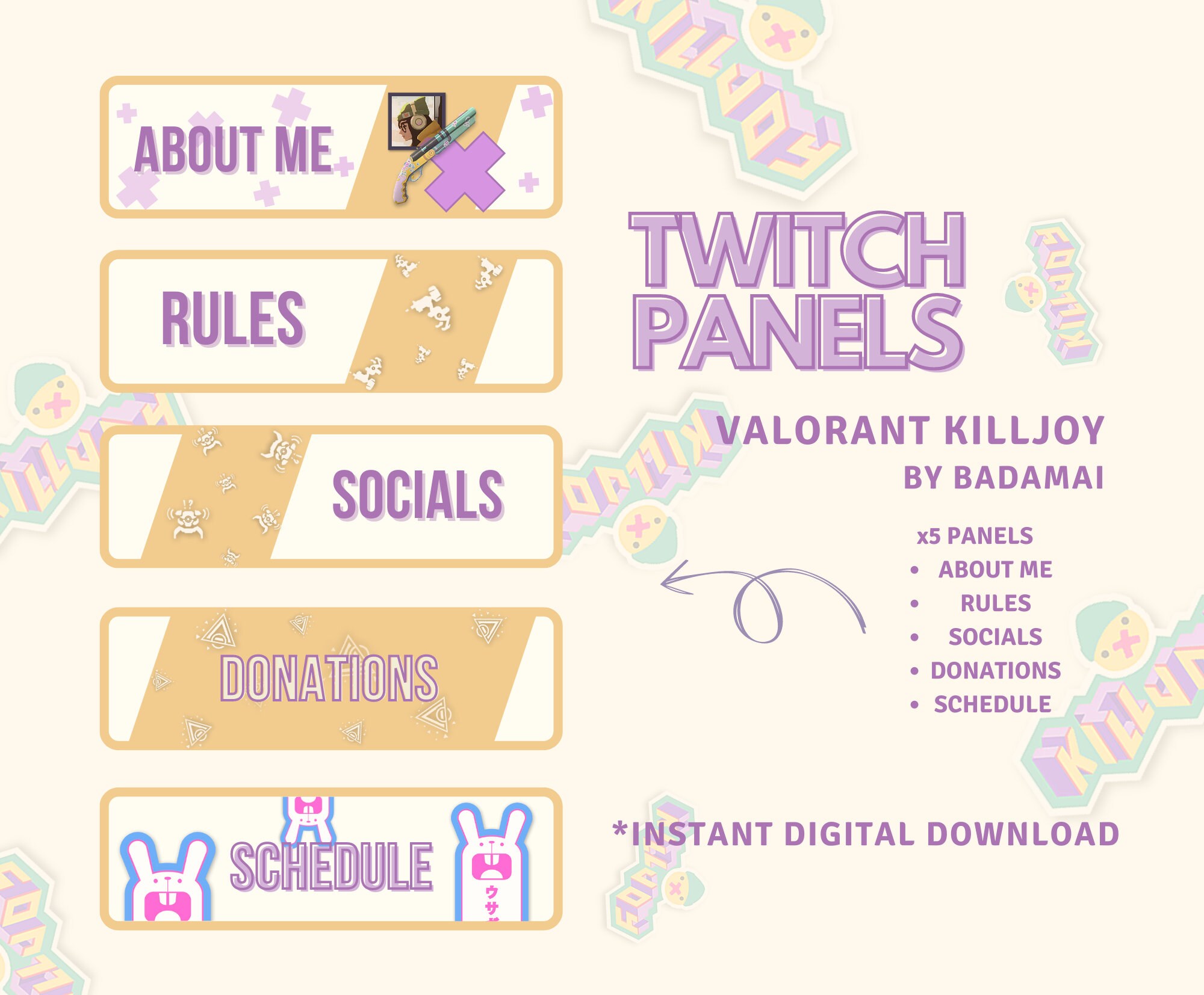 Valorant Killjoy Twitch Panels (x5) - Etsy