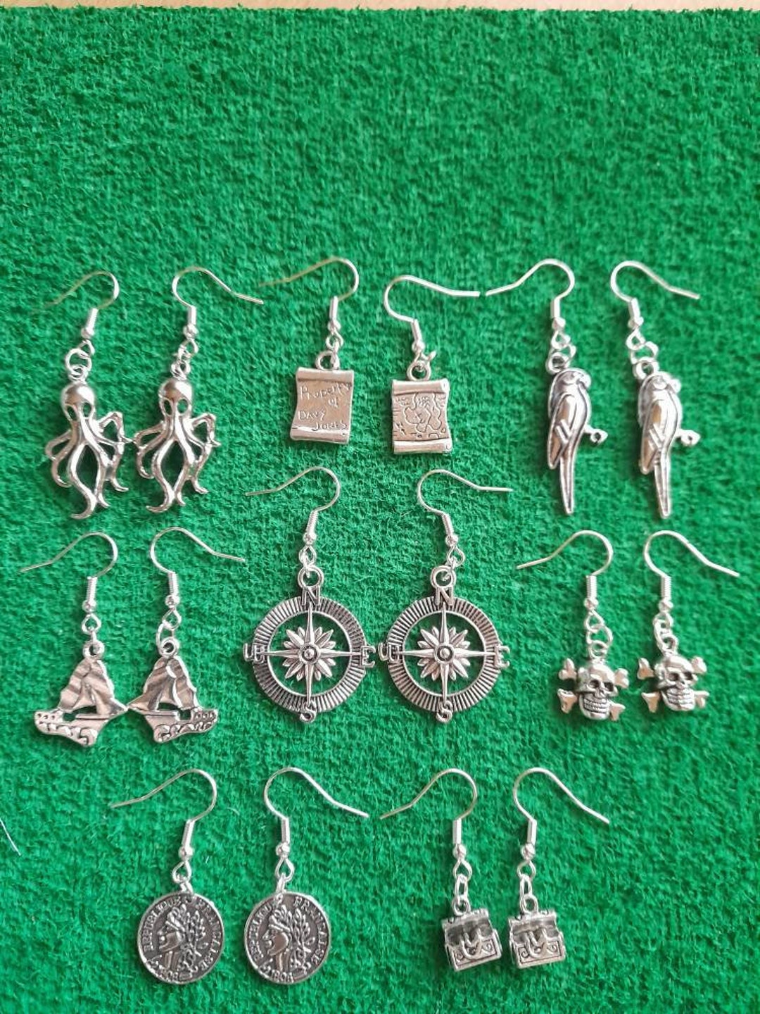Silver Plated Pirates of the Caribbean Style Charm Earrings - Etsy