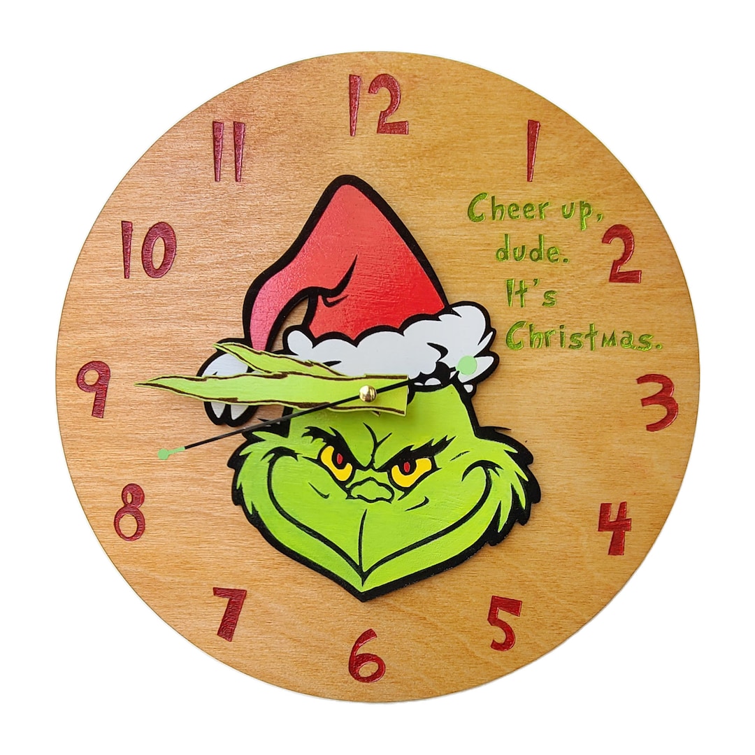 Grinch Christmas Clock, Wall Decor, Wall Hanging, Custom Clock, Laser ...