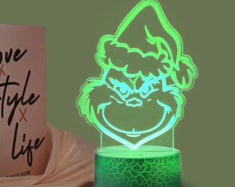 Grinch Face Night Lamp - Etsy