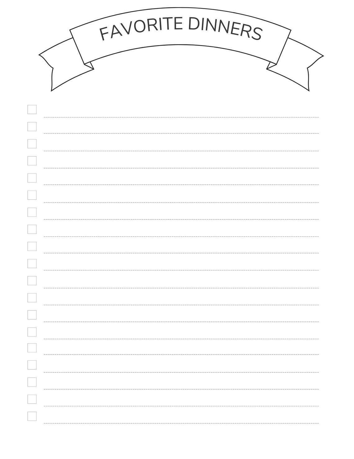 Printable Favorite Meals Sheet, Instant Download, Printable Favorites ...