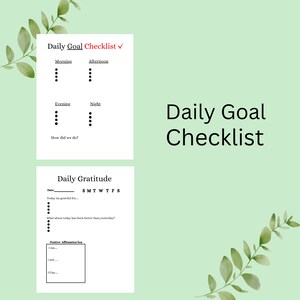 Mental Health Worksheets Daily Gratitude and Goal Checklist - Etsy