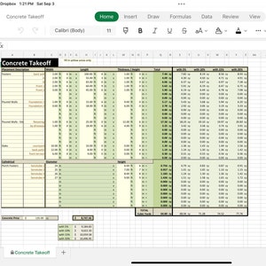 Concrete Takeoff | Concrete Estimating Spreadsheet (excel) - Etsy