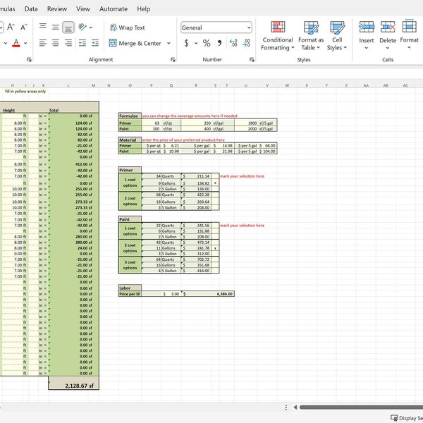 Construction Takeoff Spreadsheet - Etsy