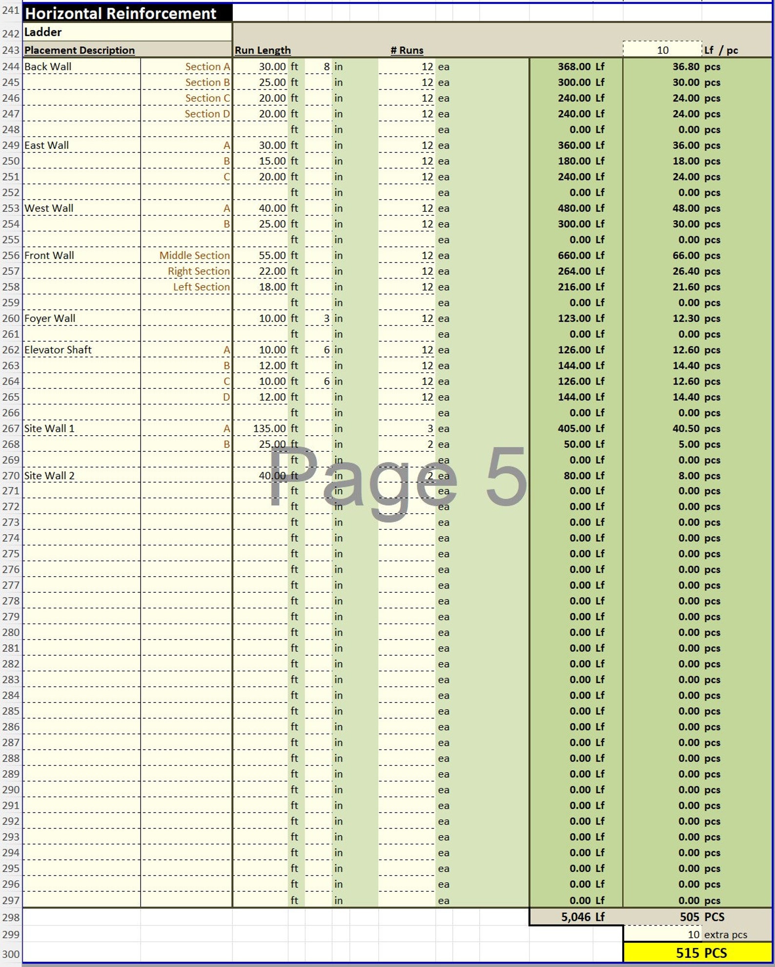 Block Takeoff | CMU Estimate Spreadsheet - Etsy