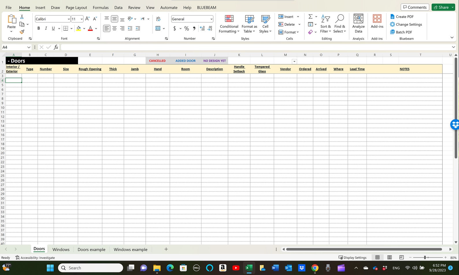 Door & Window Schedule Tracker - Etsy