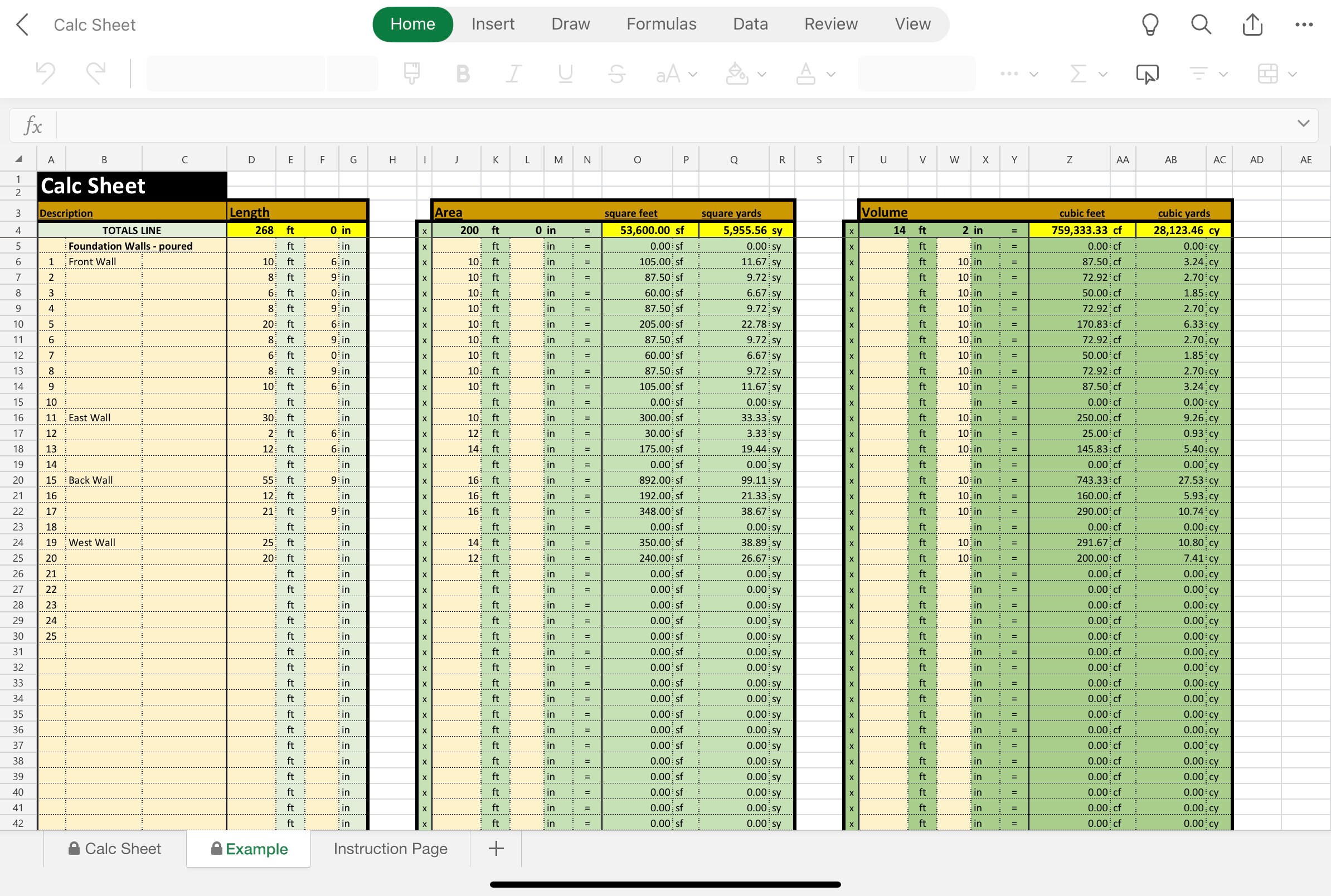 Calc Sheet Feet & Inches - Etsy