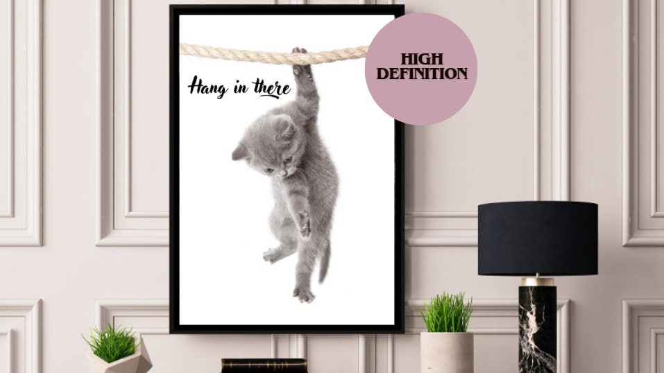 Hang in There Cat Poster Set,hang in There Print,cat Meme Poster,cute ...
